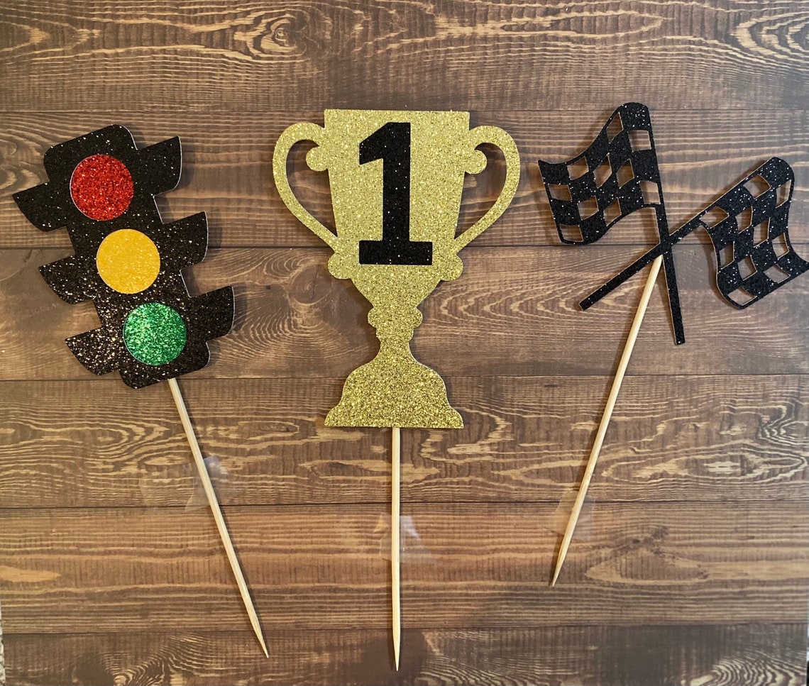 Racing Birthday Cake Topper Set Race Car Birthday - Etsy