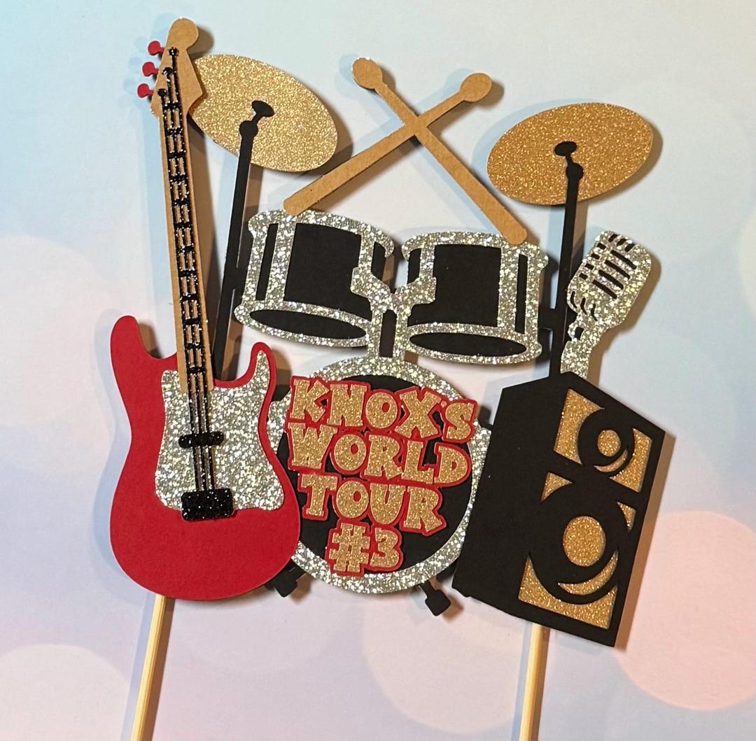 Personalized Rock N Roll Cake Topper, Drummer Cake Topper, Music Cake ...