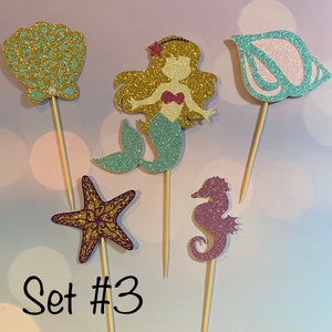 Mermaid Cake Topper Set Glitter Mermaid Cake Topper Mermaid Cake ...