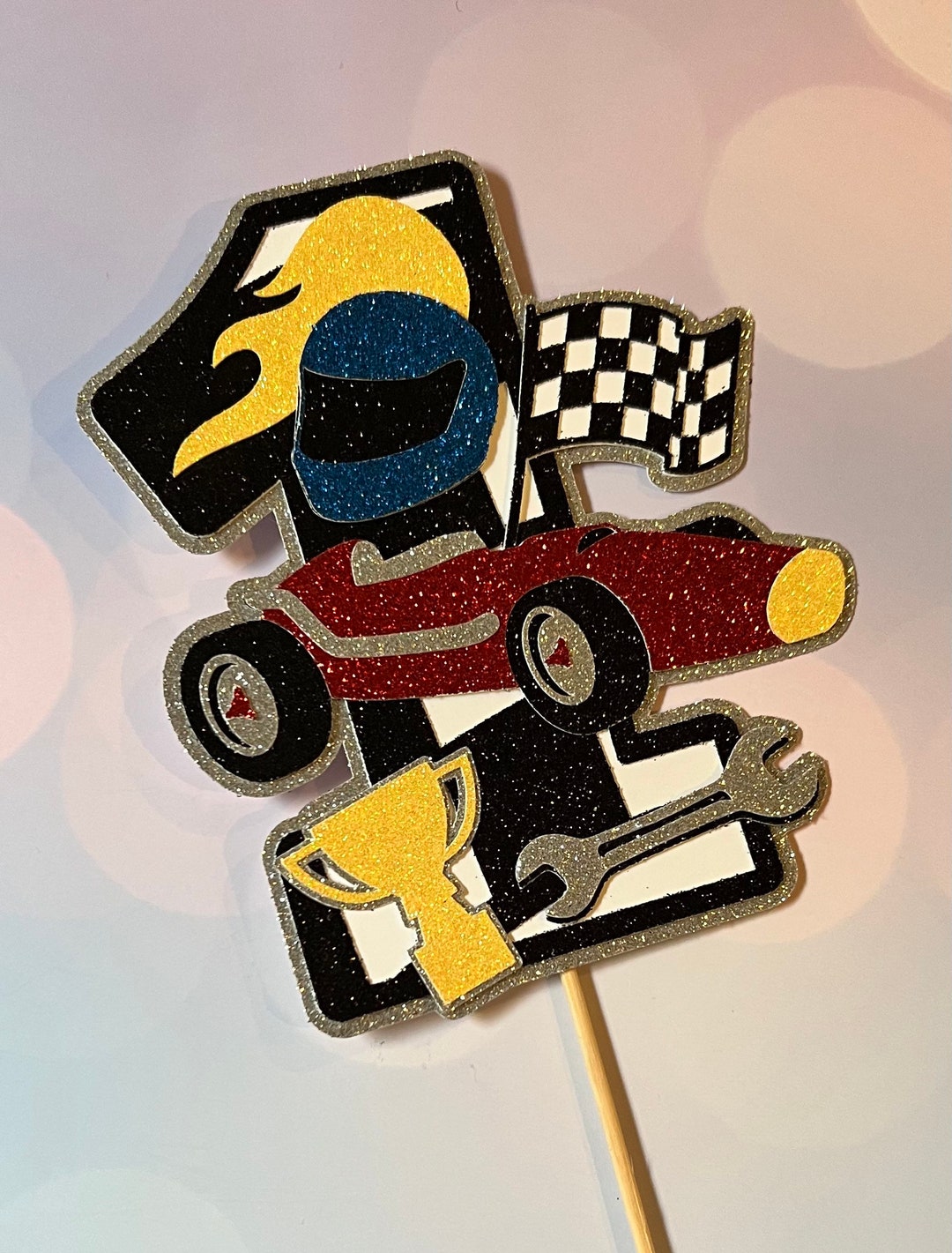 Race Car/ Racing Birthday Number Cake Topper. Glitter Cardstock Any ...