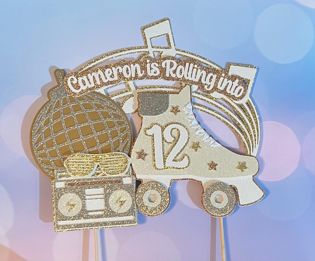 Roller Skating Birthday Cake Topper Glitter Cake Topper Any Number and ...