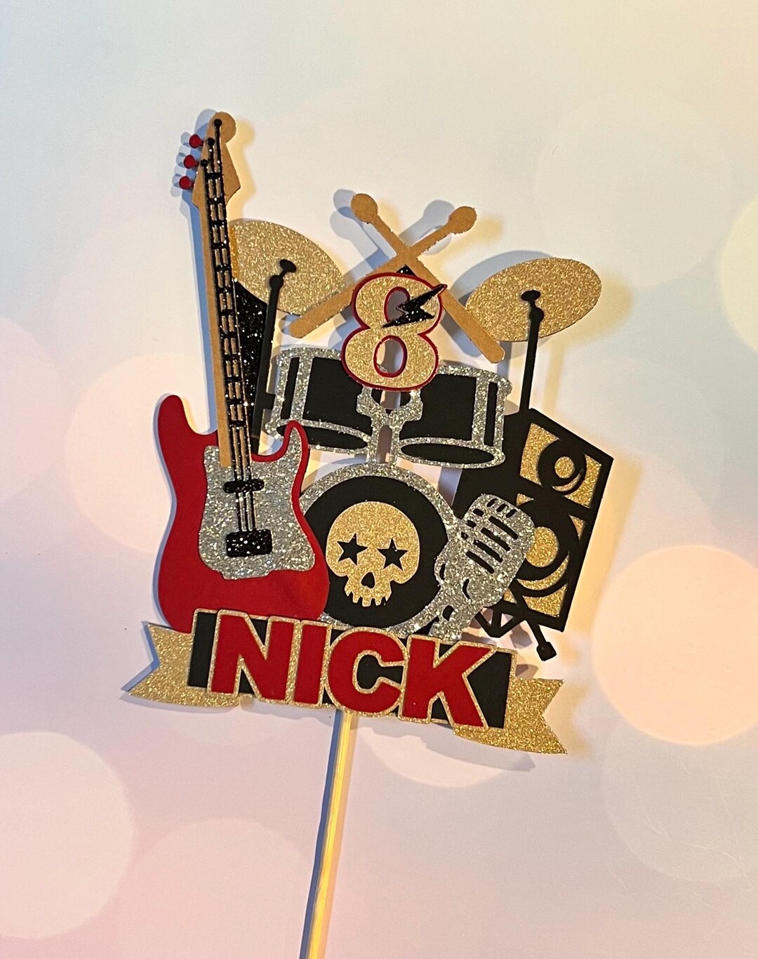 Personalized Rock N Roll Cake Topper, Drummer Cake Topper, Music Cake ...