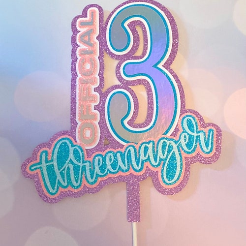 Threenager Cake Topper - Etsy