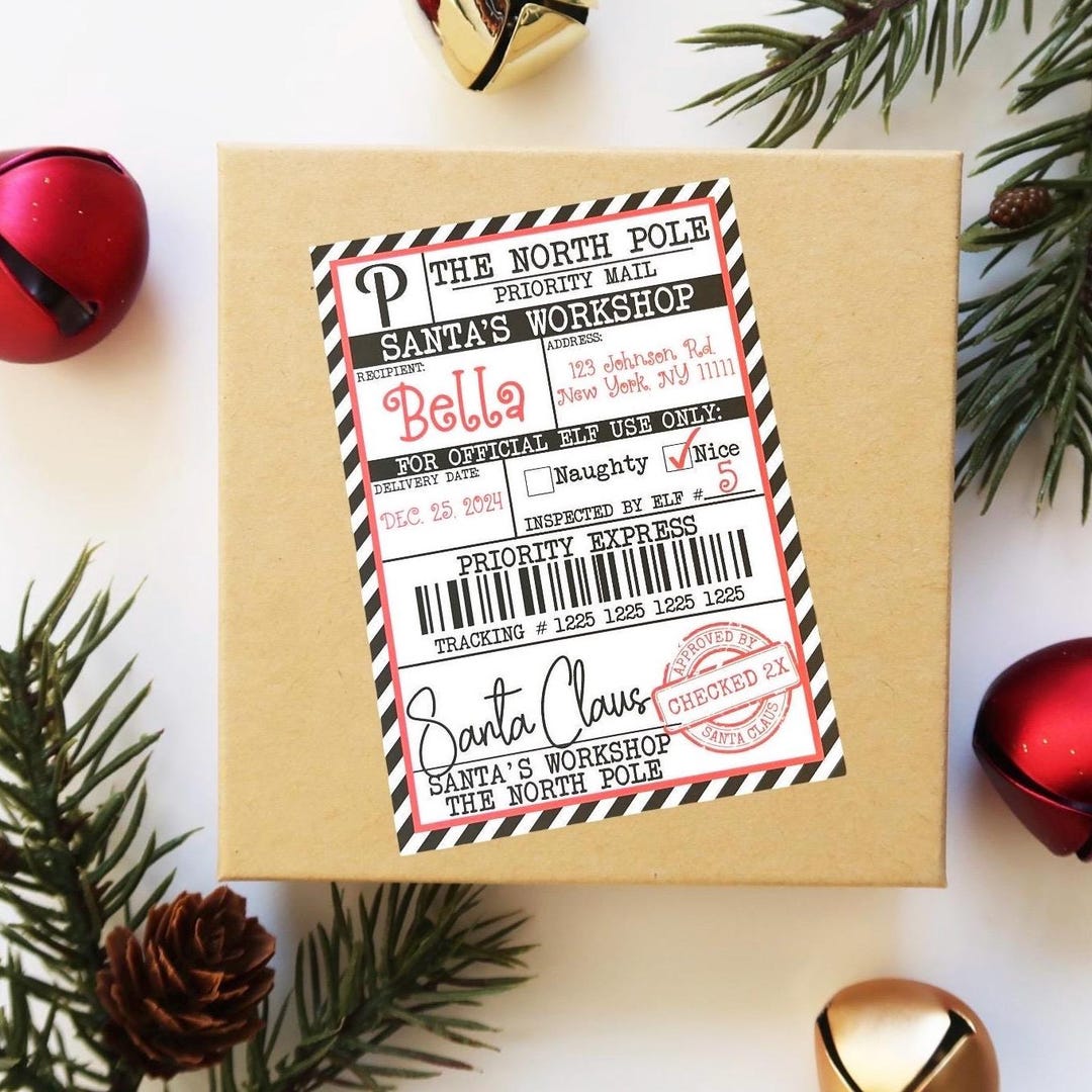 Personalized North Pole Christmas Gift Labels Santa Labels, Santa Gift ...