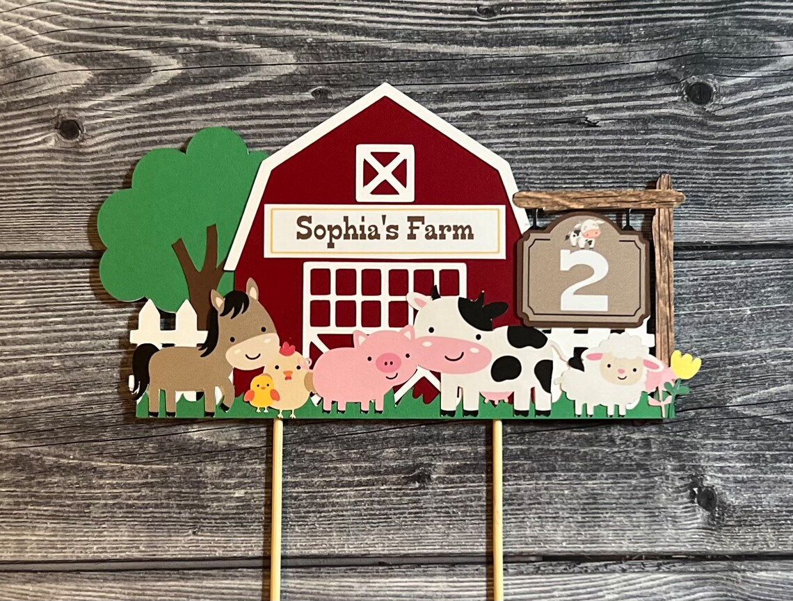 Farm Scene Birthday Cake Topper Farm Birthday Barn Cake Topper Barn ...