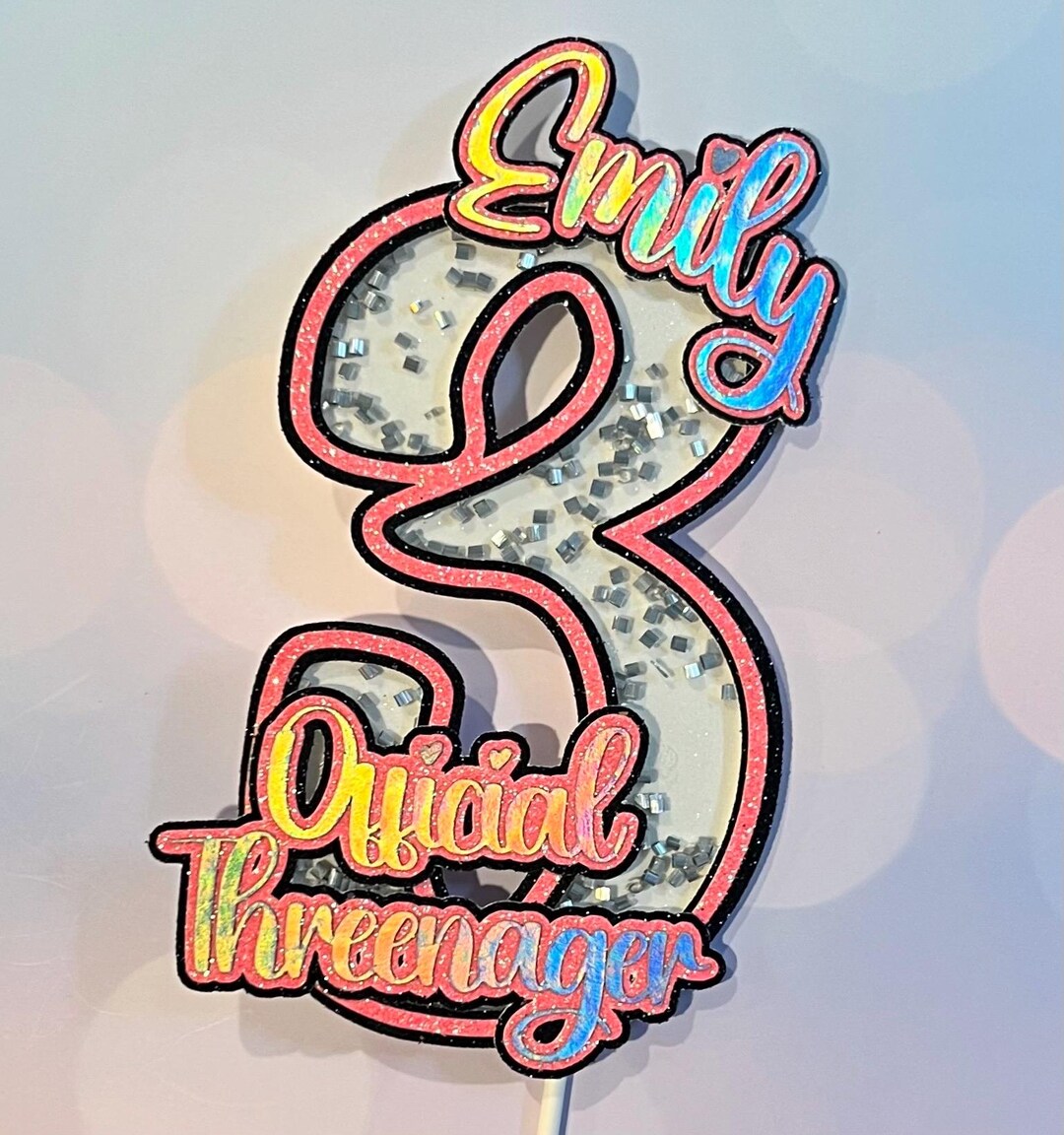Official Threenager Shaker Cake Topper 3nager 3rd Birthday Cake Topper ...