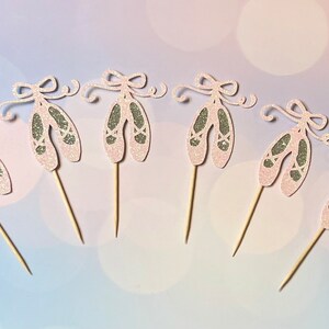 Ballet Slippers Glitter Cupcake Toppers- More Color Choices Ballerina ...