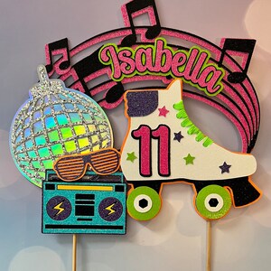 Roller Skating Birthday Cake Topper Glitter Cake Topper Any Number and ...