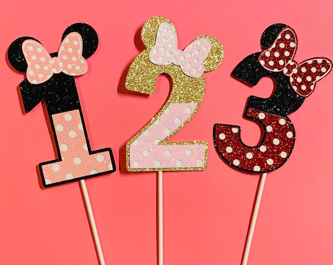 Personalized Minnie Inspired Birthday Number Cake Topper. Glitter ...
