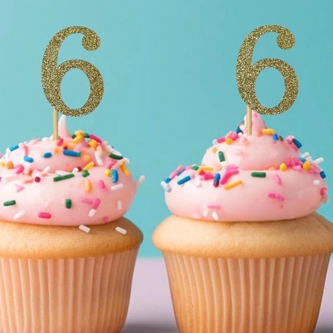 Number 6 Cupcake Toppers 6th Birthday Cupcake Toppers -more Color ...
