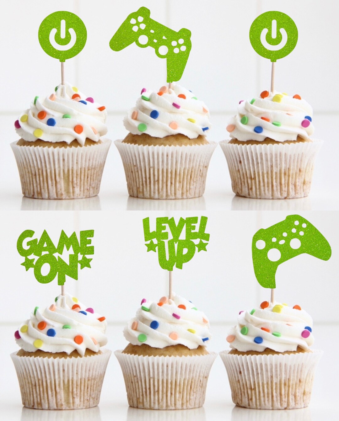 Glitter Video Game Controller Cupcake Toppers Gamer Cupcake Toppers - Etsy