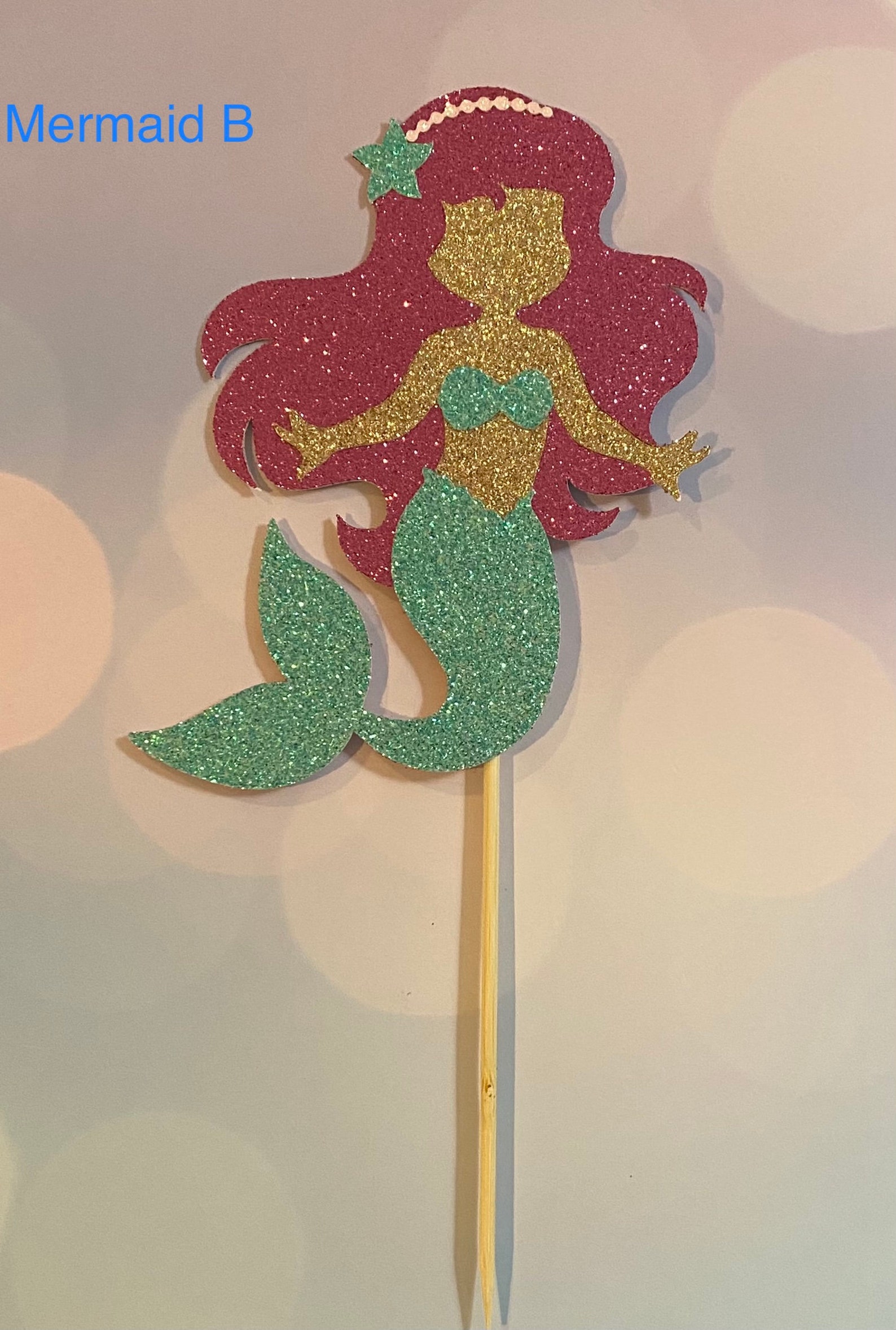 Mermaid Cake Topper Set Glitter Mermaid Cake Topper Mermaid - Etsy