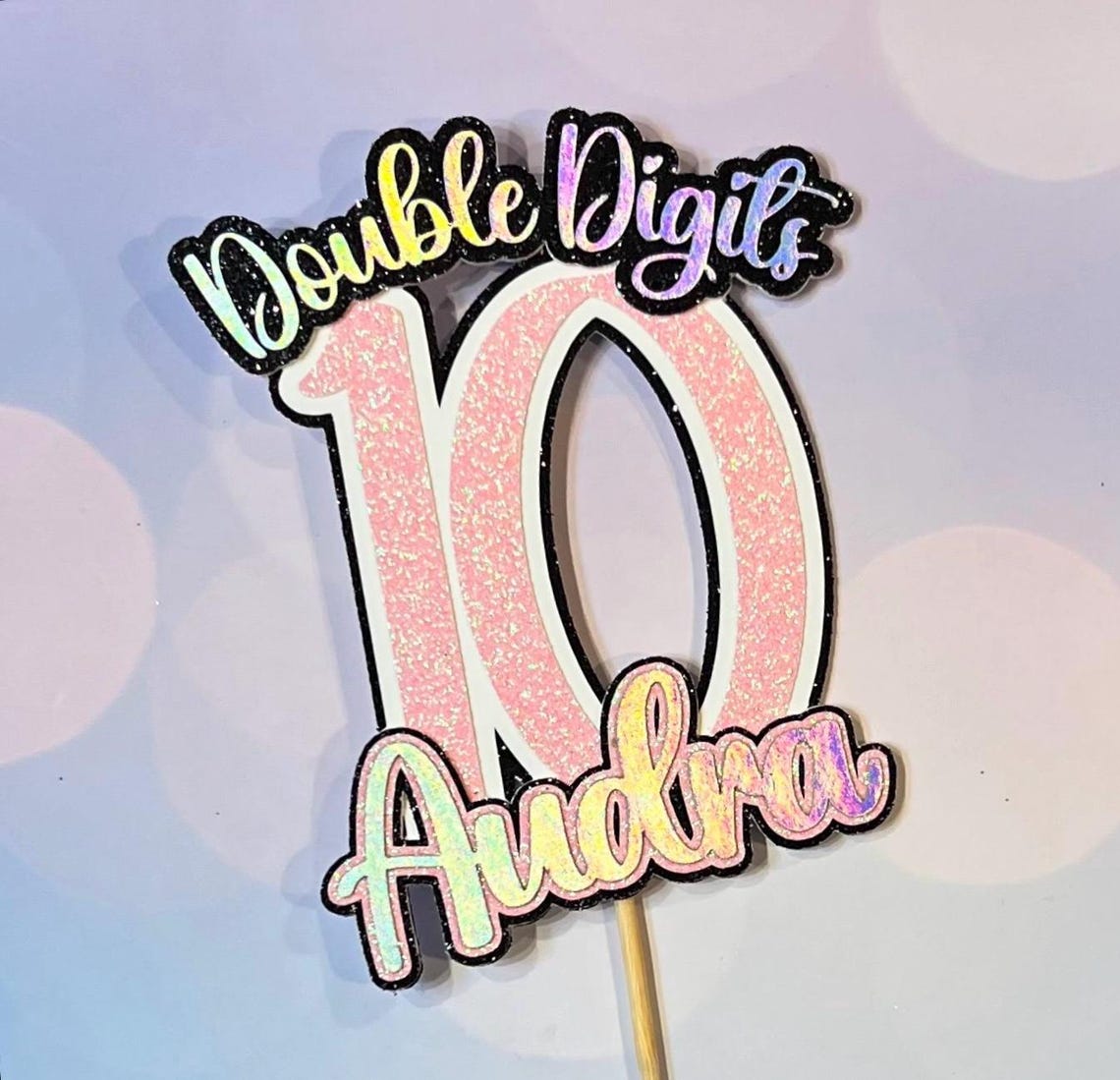 10 Year Old Double Digits Birthday Cake Topper Glitter Cardstock- More ...
