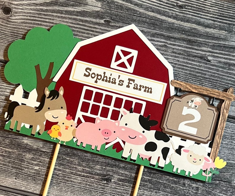 Farm Scene Birthday Cake Topper Farm Birthday Barn Cake Topper Barn ...