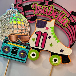 Roller Skating Birthday Cake Topper Glitter Cake Topper Any Number and ...