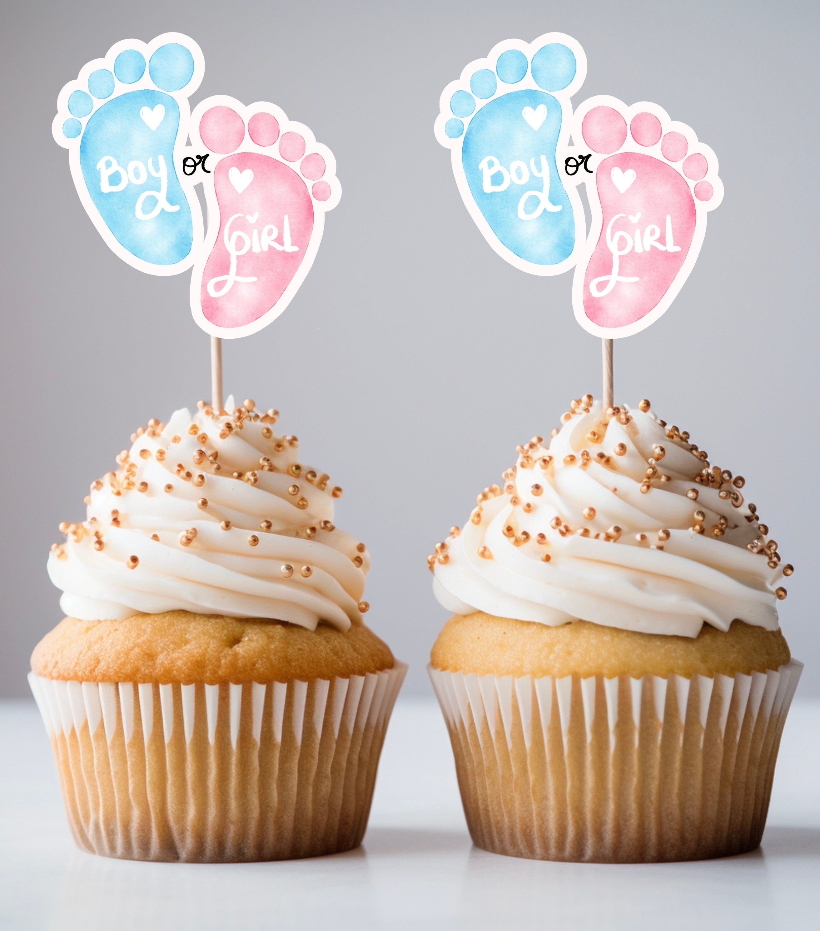 Baby Feet Cupcake Toppers Gender Reveal Cupcake Toppers Boy or Girl - Etsy