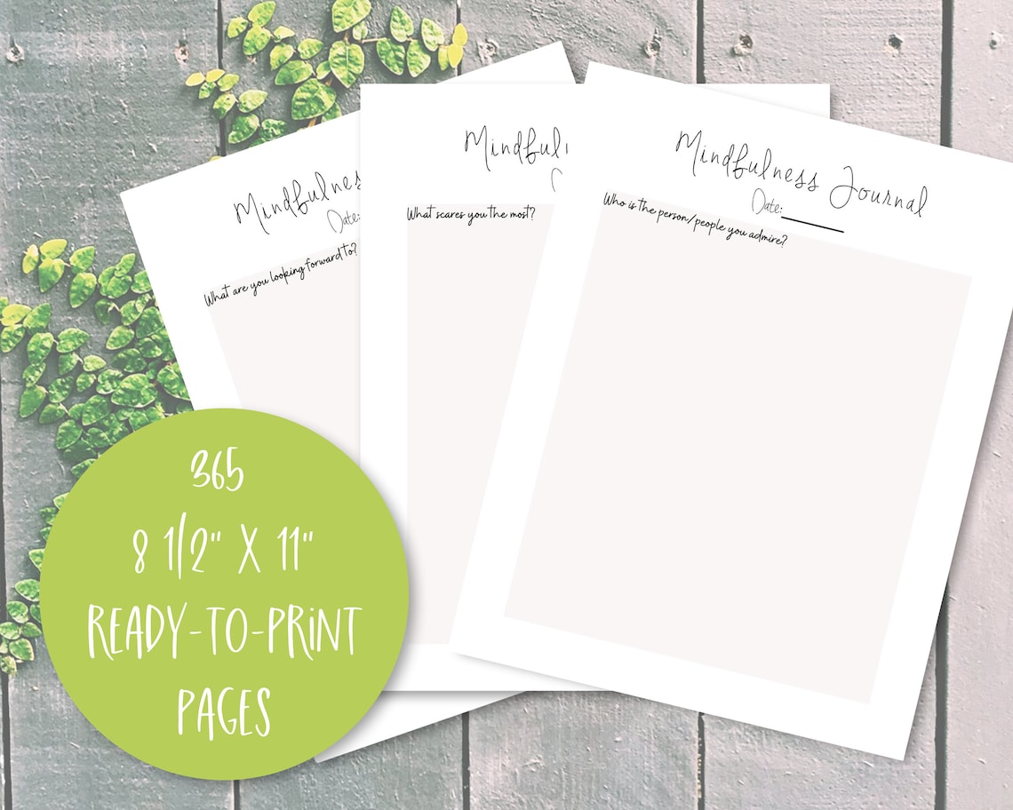 Printable Mindfulness Journal | 365 Journal Prompts - Etsy