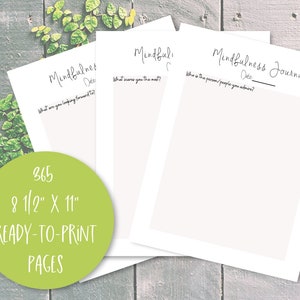 Printable Mindfulness Journal | 365 Journal Prompts - Etsy