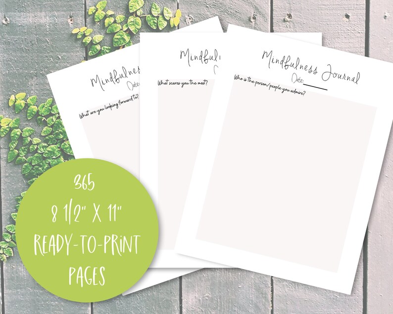 Printable Mindfulness Journal | 365 Journal Prompts - Etsy