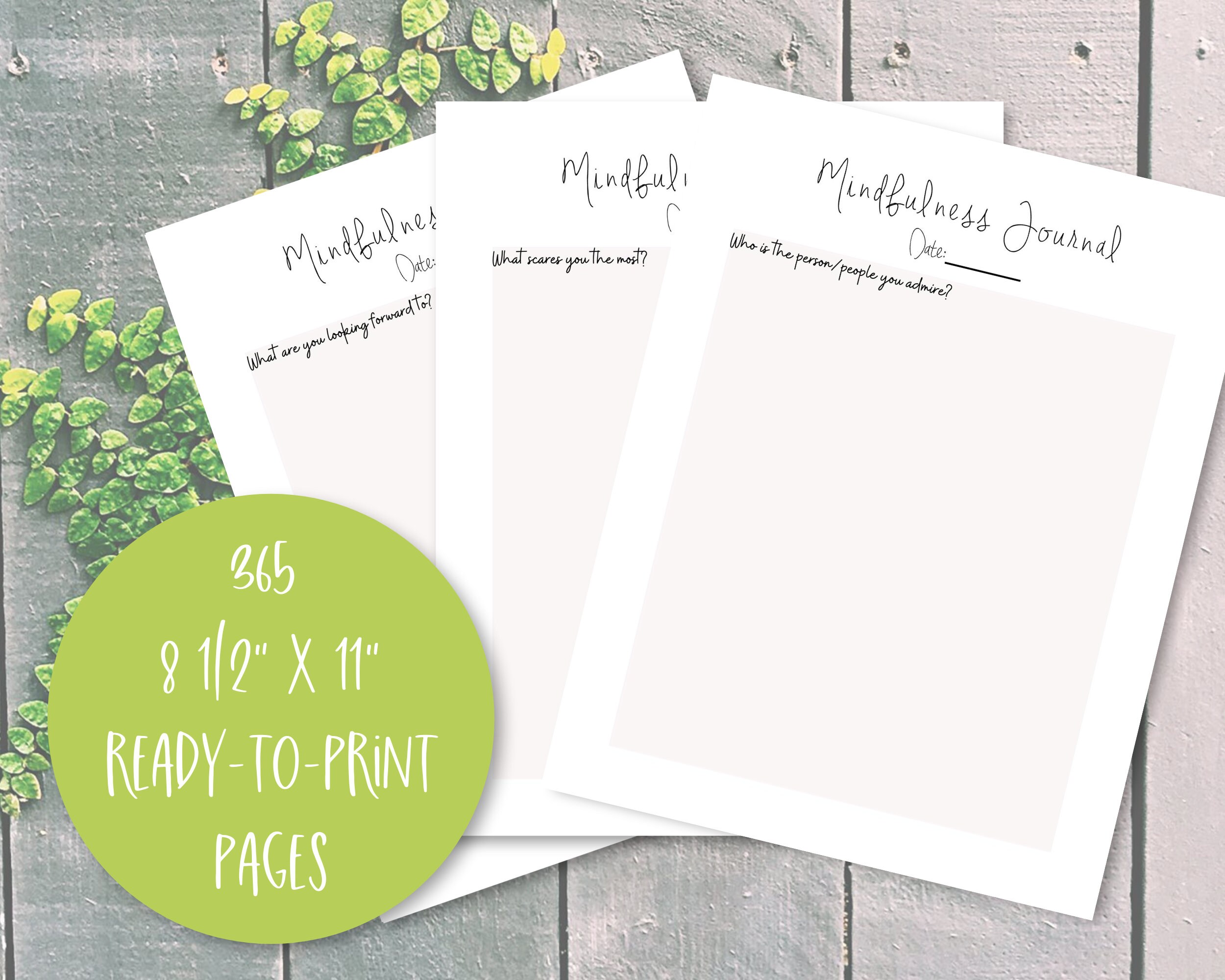 Printable Mindfulness Journal | 365 Journal Prompts - Etsy