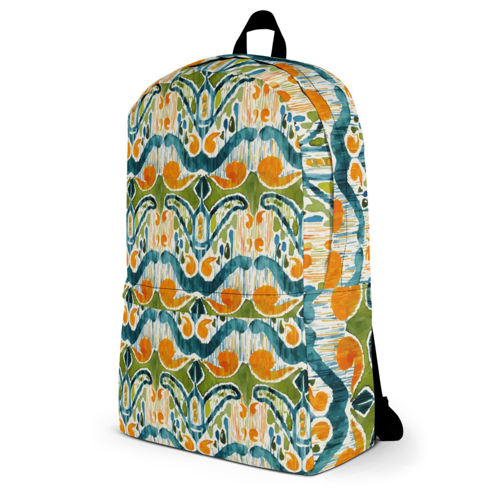 Boho Ikat Green Orange and Blue Backpack Holds 13 Inch or 15 - Etsy
