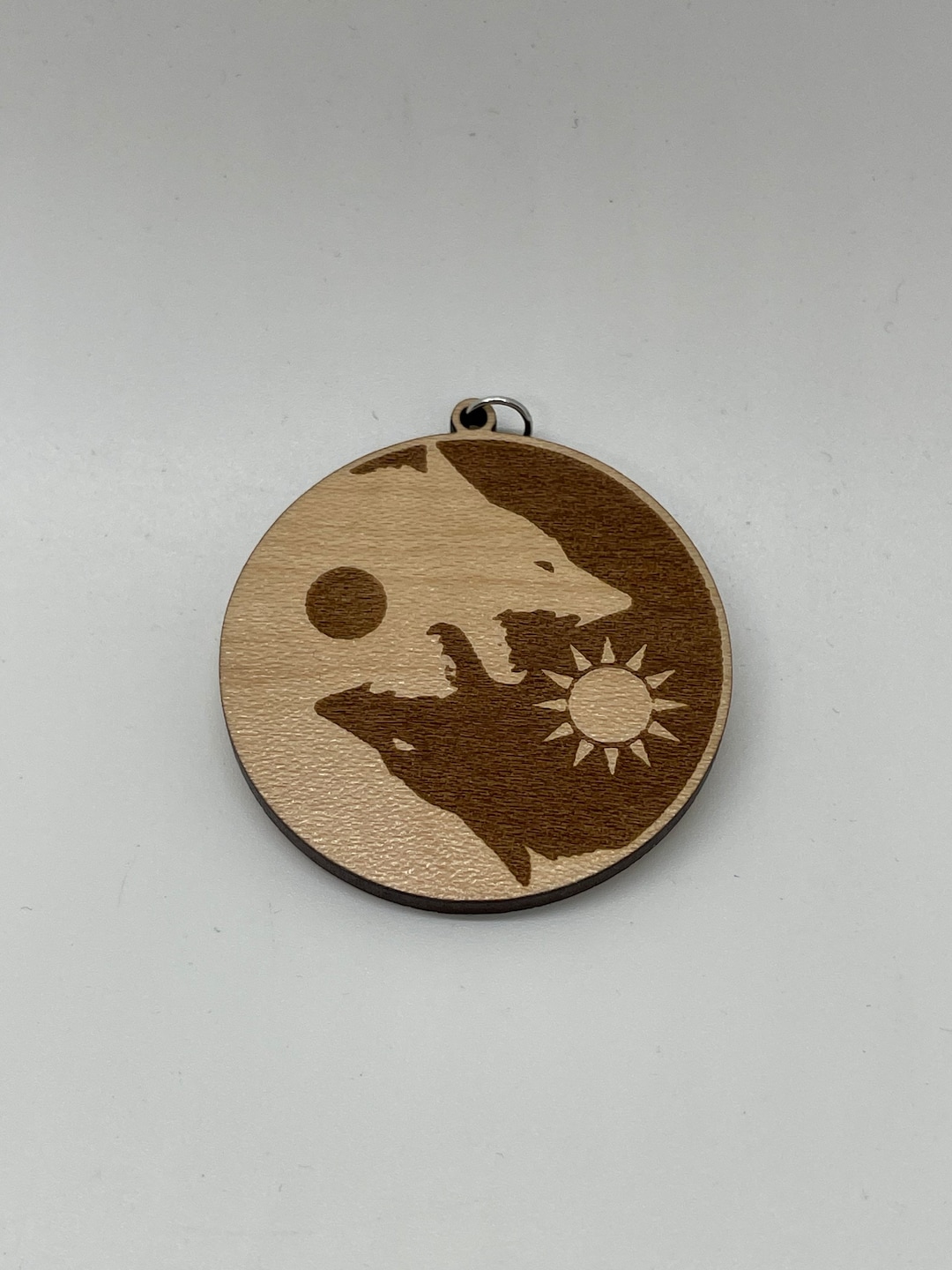 Sköll and Hati Pendant - Norse - Wolf - Jewelry - Wood - Engraved - Etsy