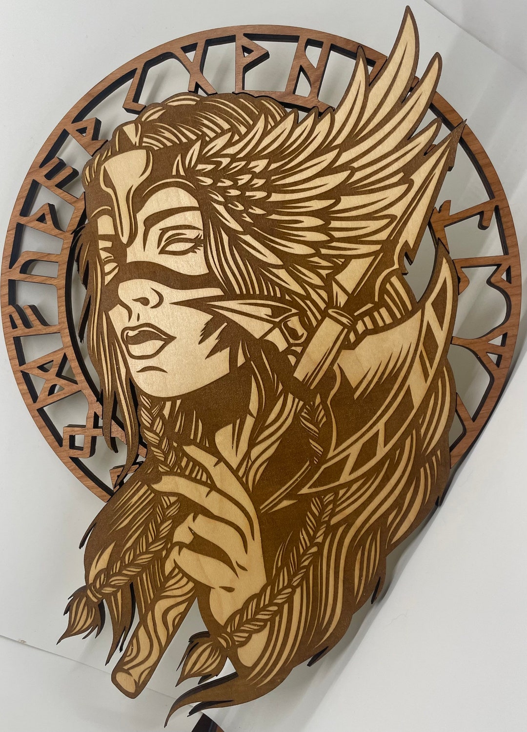 Valkyrie With Runes - Wood Engraving - Wall Art - Etsy