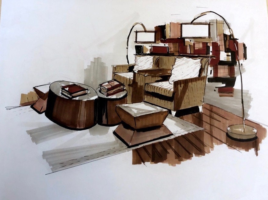 Custom Interior Drawing - Etsy