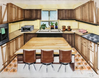 Custom Interior Hand Rendering Made to Order Realistic - Etsy
