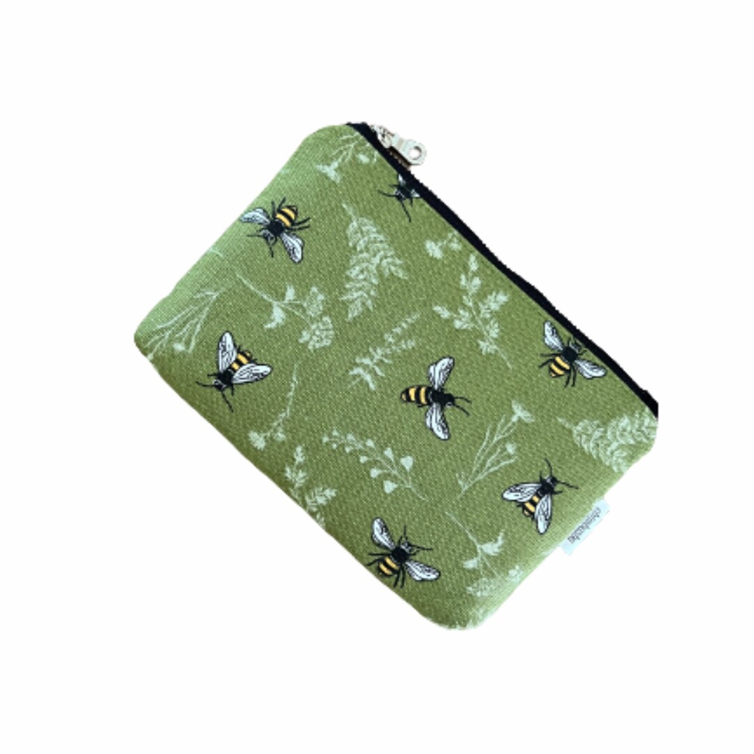 Bee Small Zipper Pouch, Green Pouch With Zipper, Small Makeup Bag ...