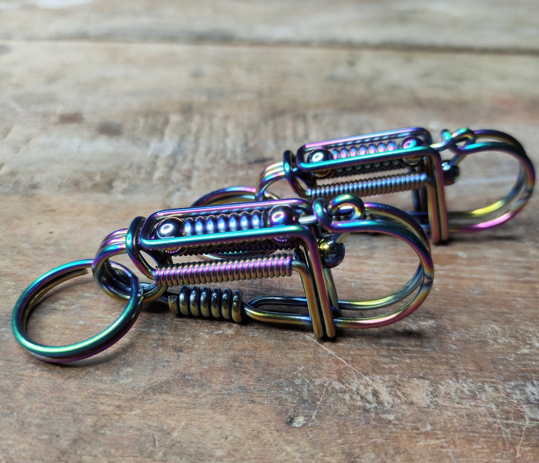 Carabiner Rainbow Keychain, Ctoom Keychain for Men, Handmade Wire ...