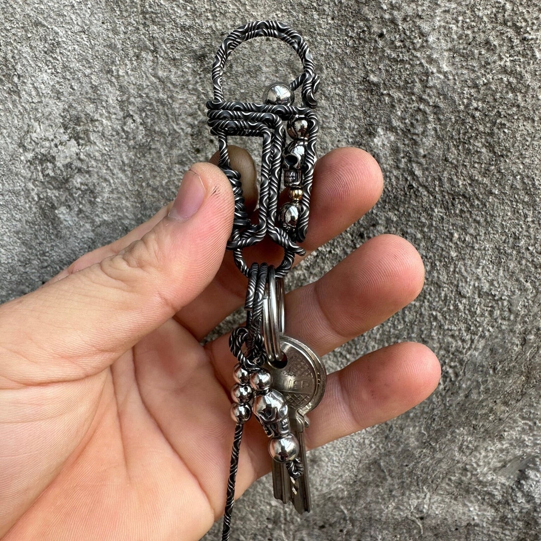 Damascus Steel Skull Keychain | Personalized Gift for Him, Drive Safe ...