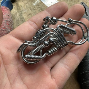 Handcrafted Motorcycle Keychain: Unique Wire-wrapped Stainless Steel ...