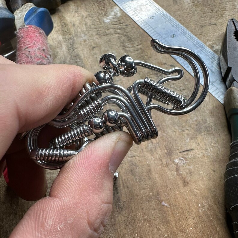 Handcrafted Motorcycle Keychain: Unique Wire-wrapped Stainless Steel ...