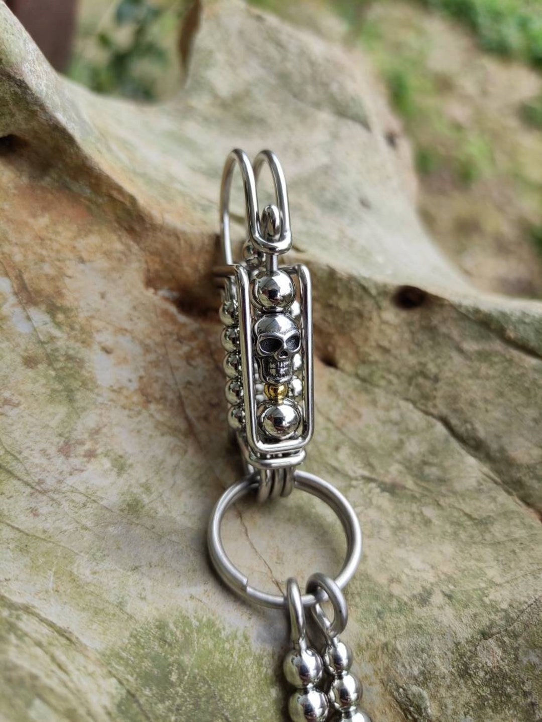 Handmade Wire Wrapped Skull Keychain, Stainless Steel Carabiner - Etsy