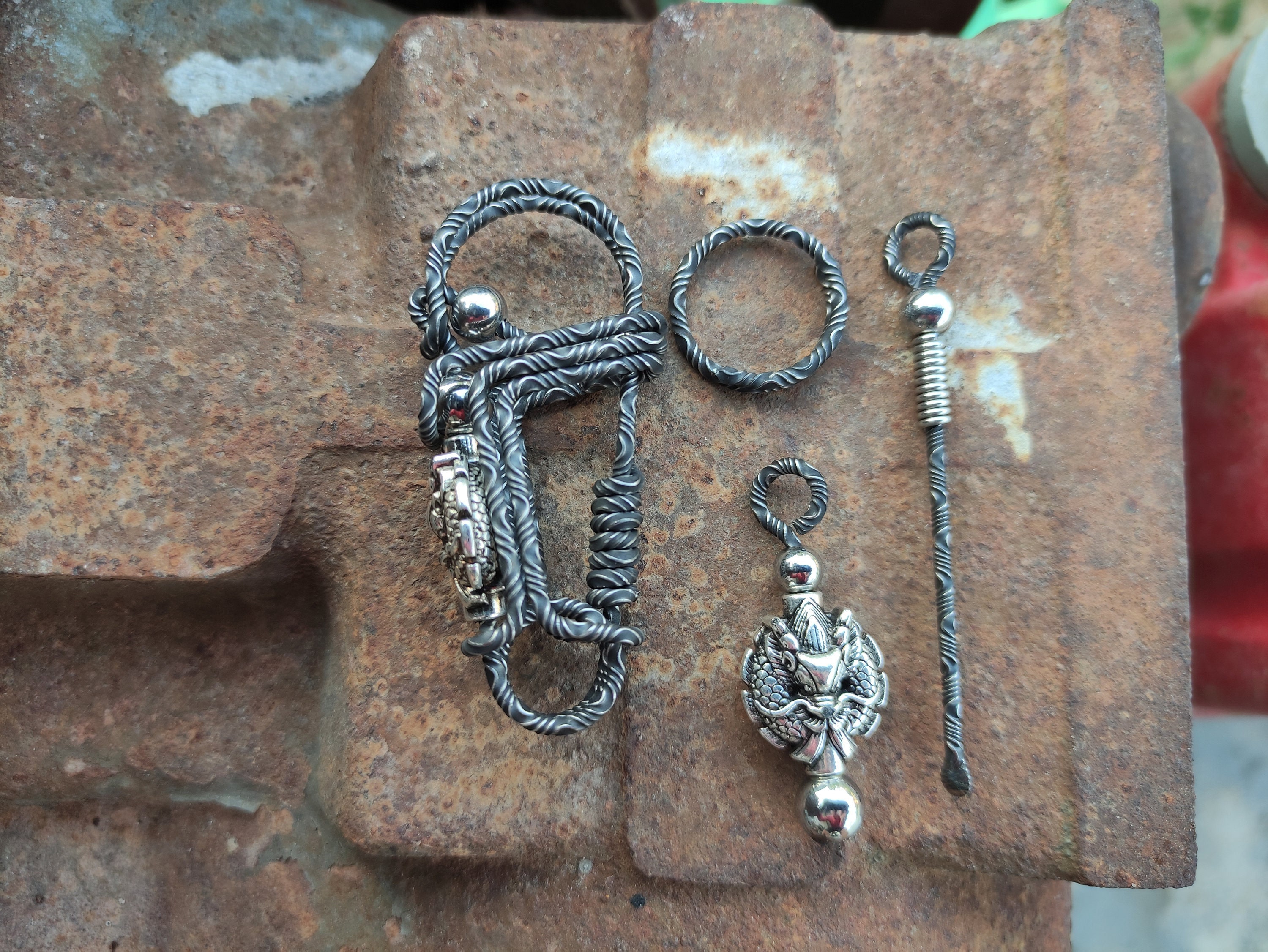 Damascus Steel Keychain DRAGON Personalized Keychain Custom - Etsy