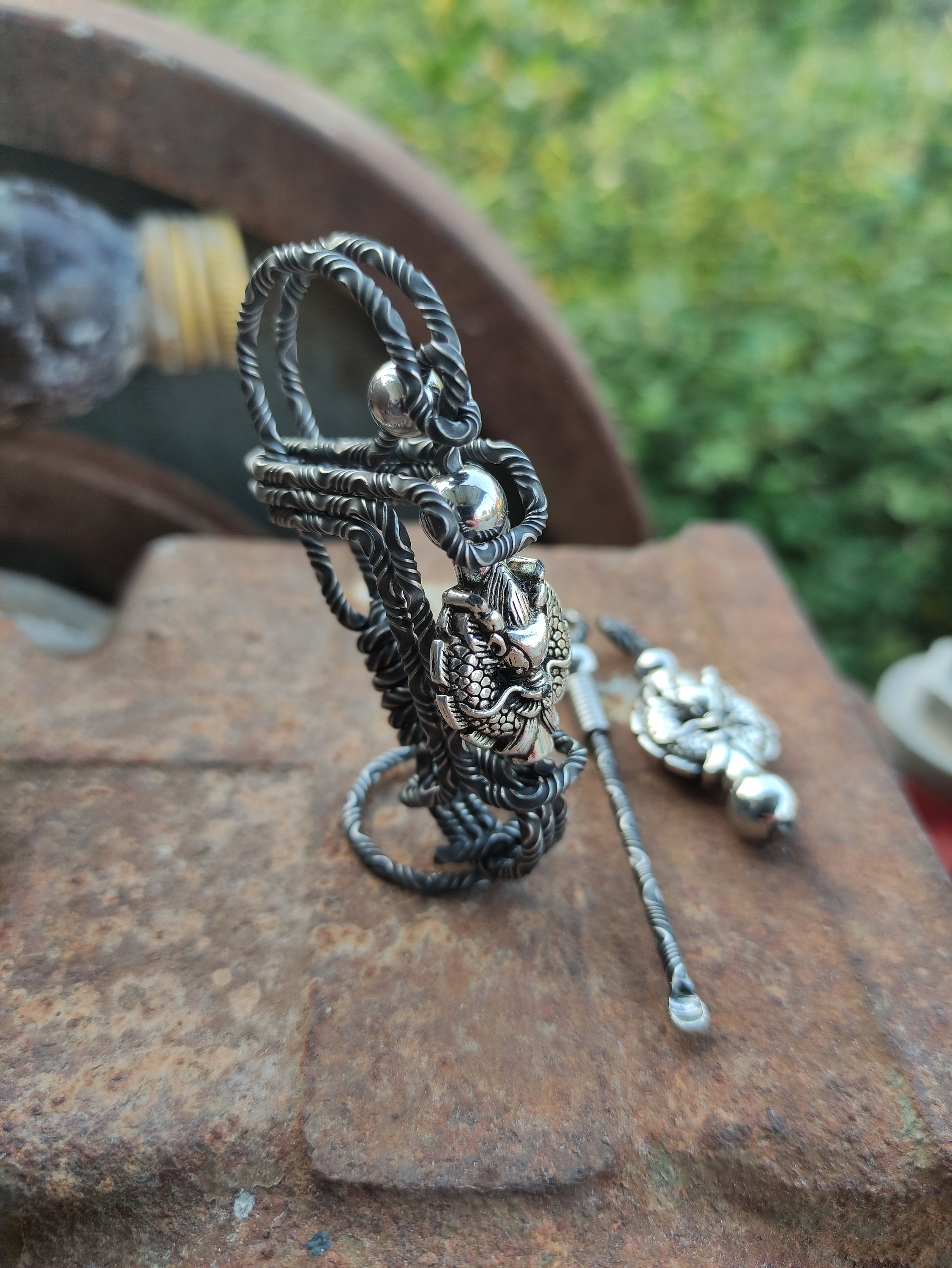 Damascus Steel Keychain DRAGON Personalized Keychain Custom - Etsy