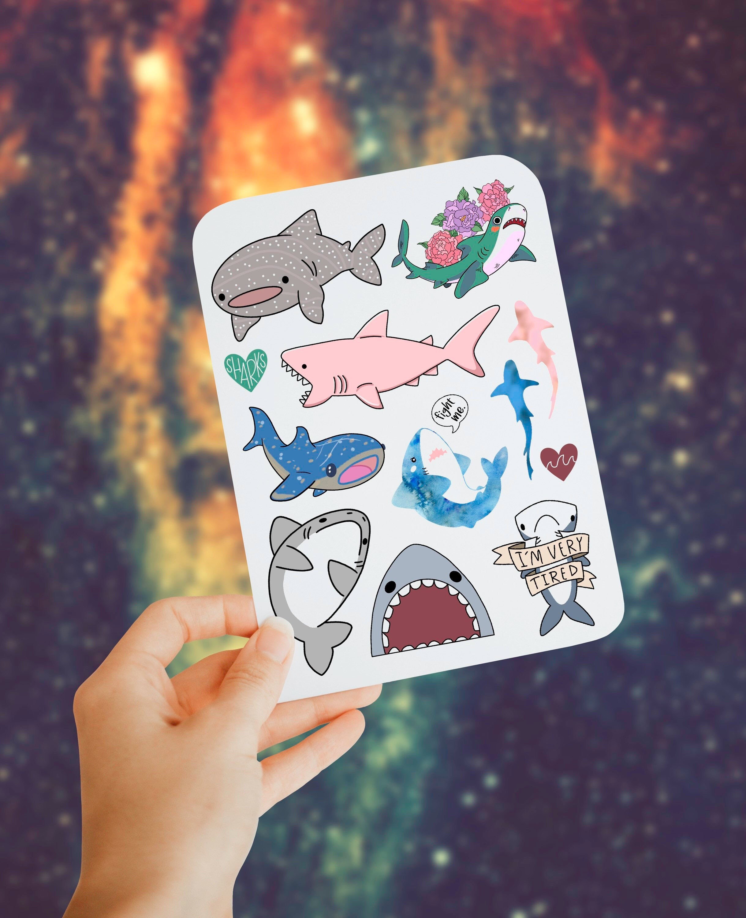 Doodle Sharks Sticker Sheet | Etsy