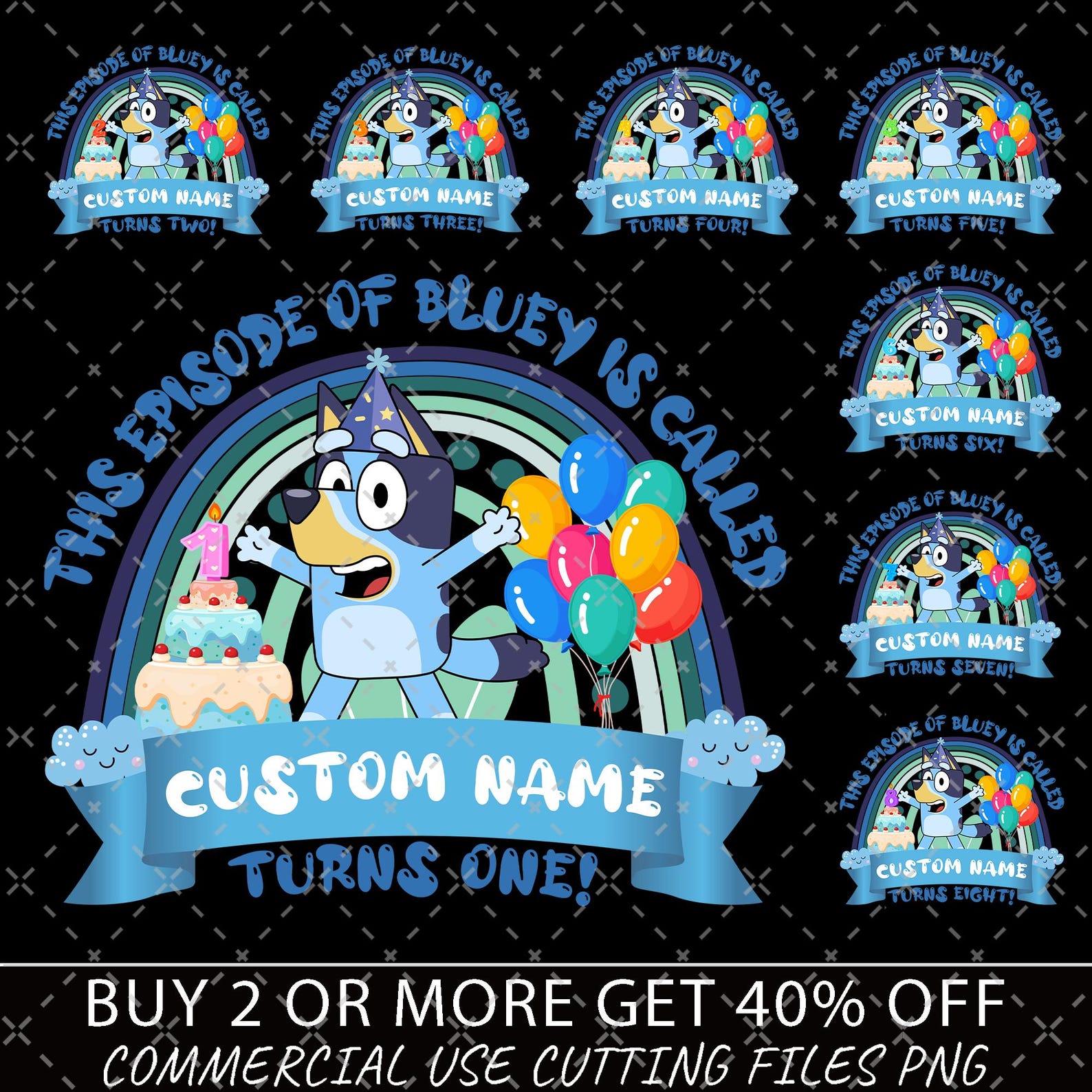This Episode of Bluey is Called Turns 1 to 9 PNG, Bluey Birthday, My ...