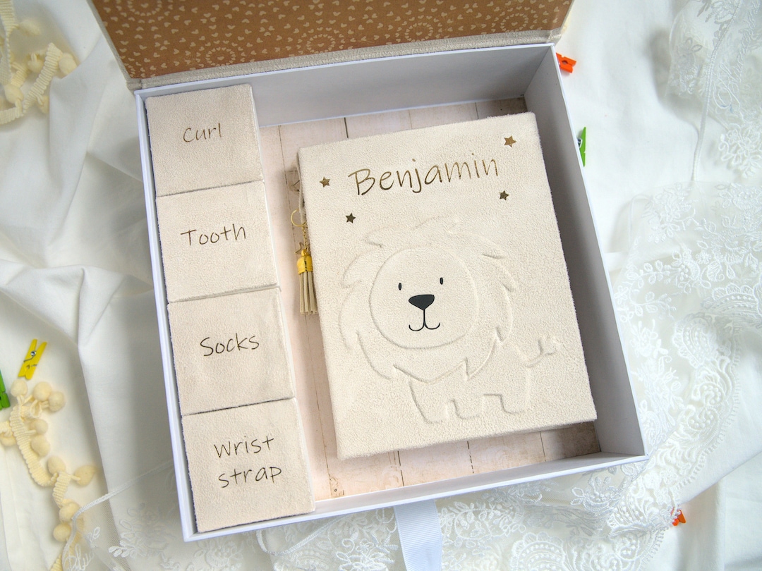 Personalized Baby Keepsake Box Bear Lion Elephant Memory Box for Kids ...