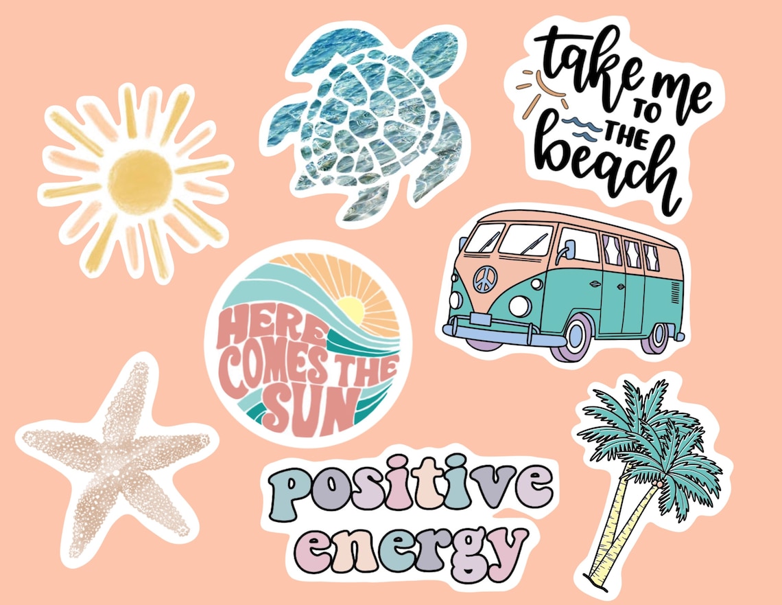 Aesthetic Beach Sticker Pack Sticker Set Sticker Bundle - Etsy Denmark