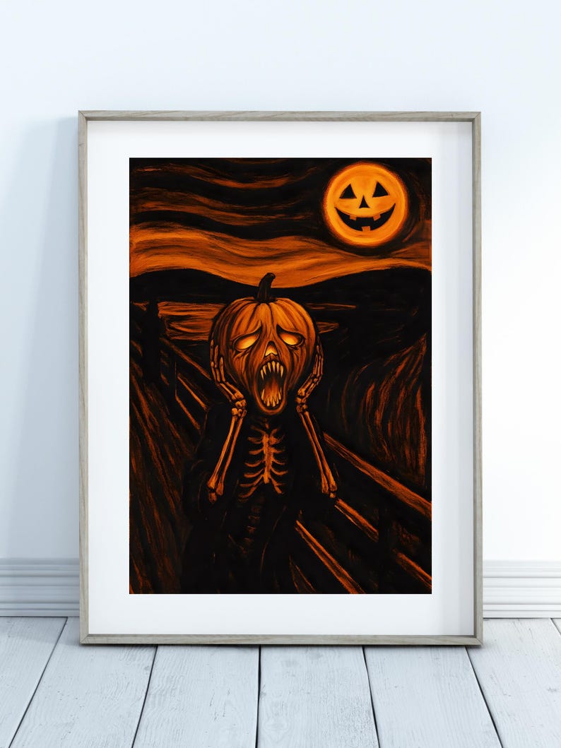 Pumpkin Scream Art Print | Halloween Horror Wall Decor | Gothic Pumpkin ...