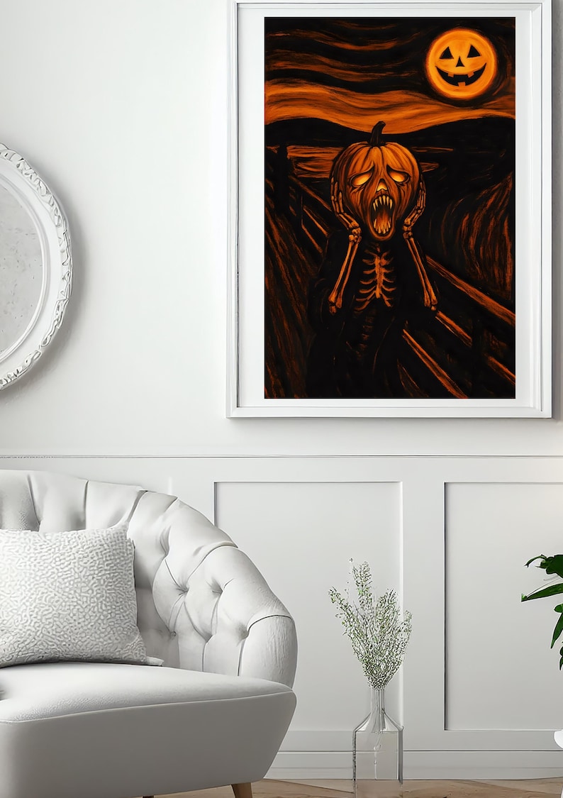 Pumpkin Scream Art Print | Halloween Horror Wall Decor | Gothic Pumpkin ...
