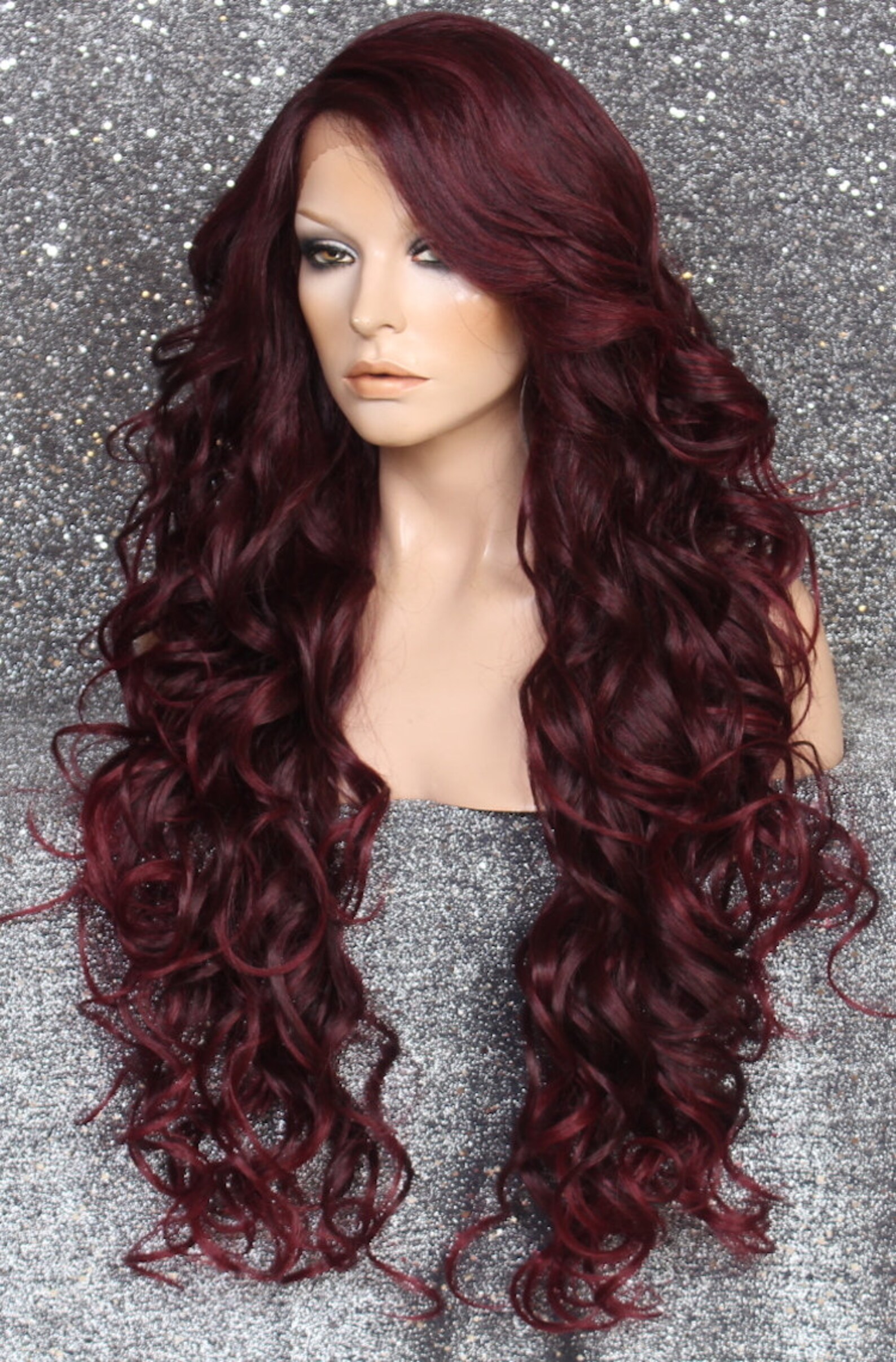 EXTRA LONG Human Hair Blend Lace Front Wig 38 Curly - Etsy