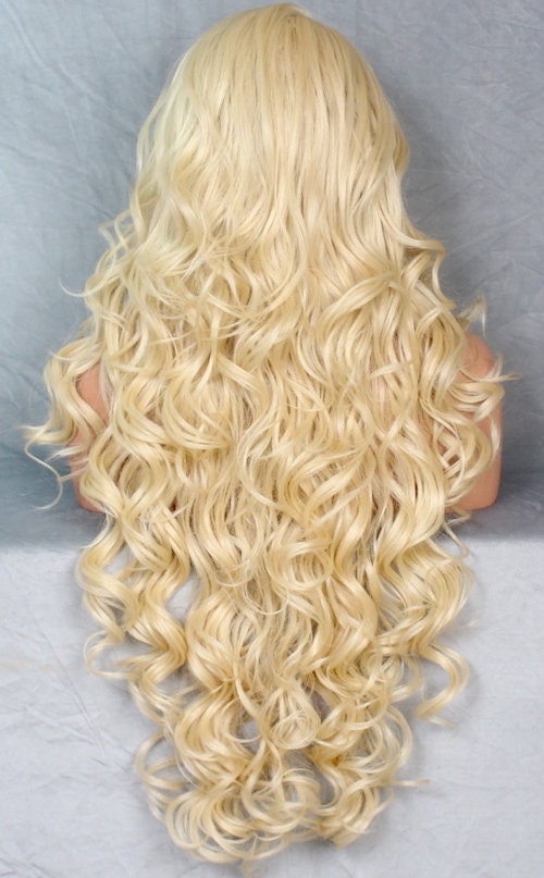 EXTRA LONG Human Hair Blend Lace Front Wig 38 Curly | Etsy