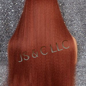 BROWNISH RED Human Hair Blend Body Crimped Textured Long Blunt Bangs ...