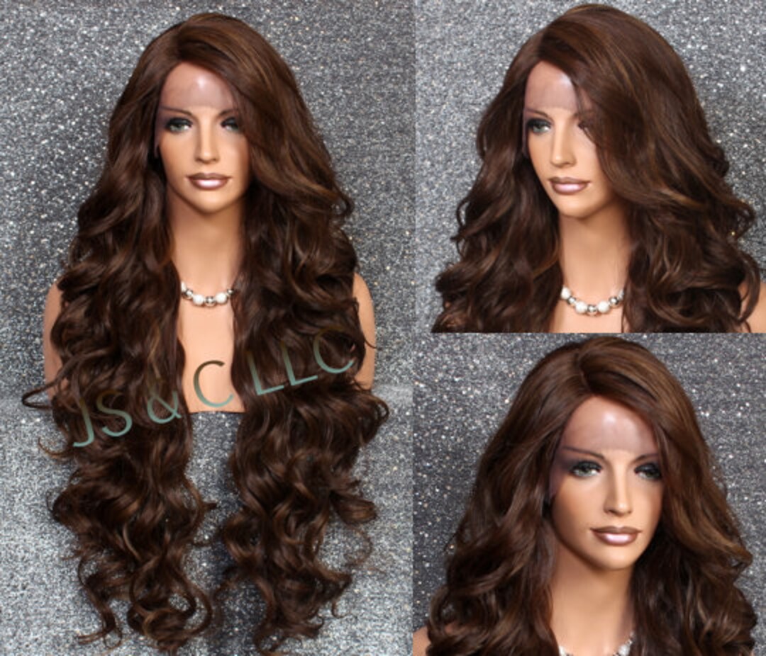 EXTRA LONG Human Hair Blend Lace Front Wig 38 Curly - Etsy
