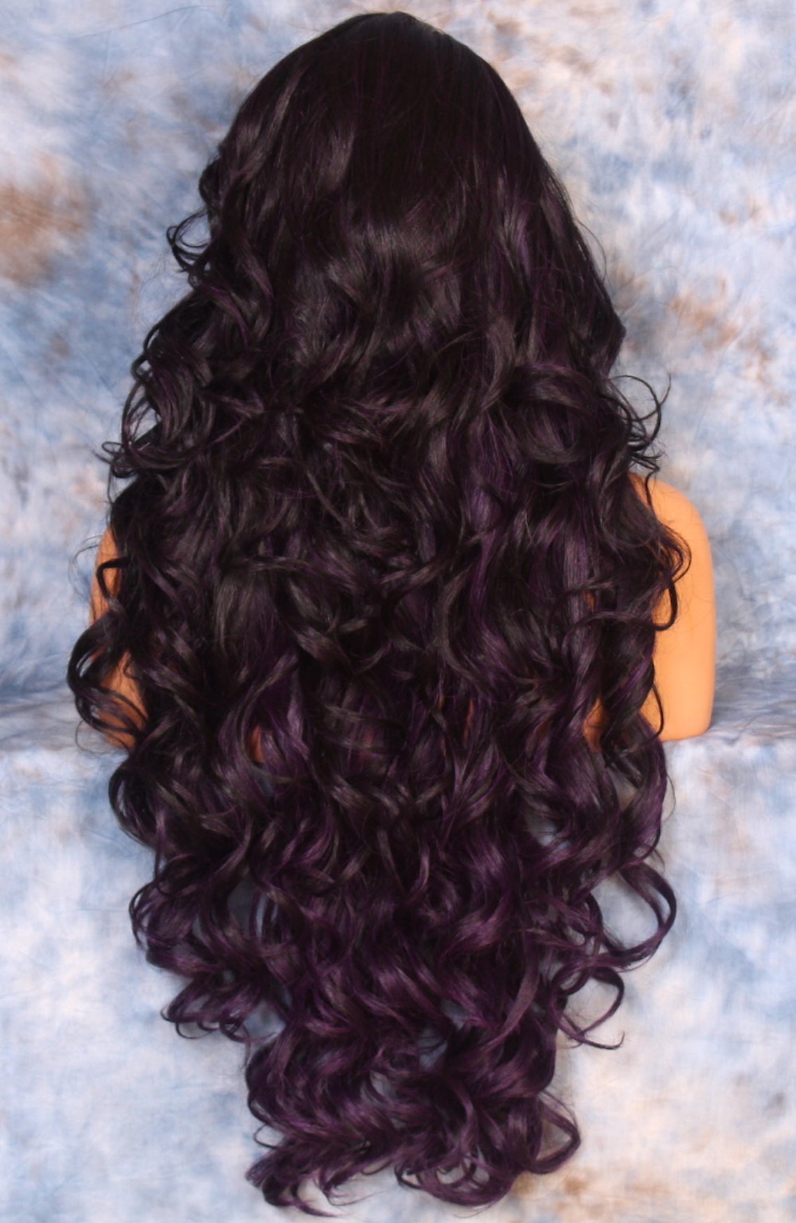 EXTRA LONG Human Hair Blend Lace Front Wig 38 Curly - Etsy