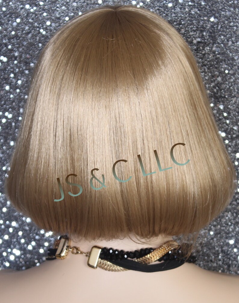 Everyday Bob Wig Golden Blonde Full Bangs Can Be Worn Left Etsy