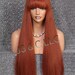 BROWNISH RED Human Hair Blend Body Crimped Textured Long Blunt Bangs ...